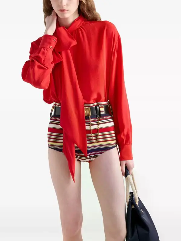 Prada Detailed Scarf Blouse