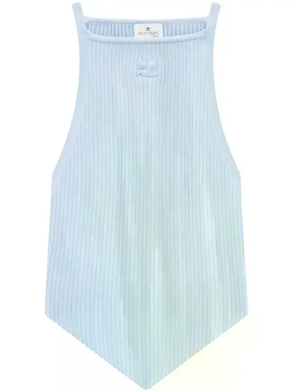COURREGES Pointy Rib-knit Tank Top - Blue