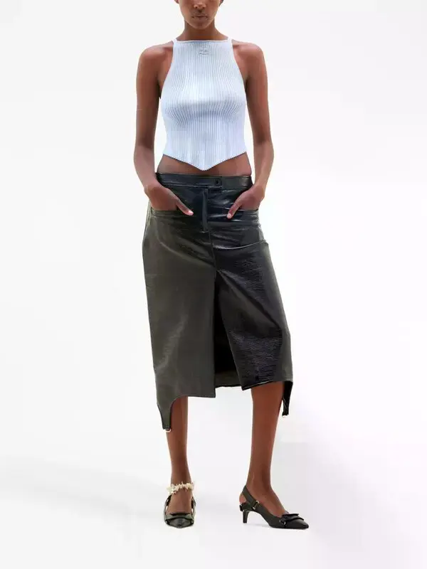 COURREGES Pointy Rib-knit Tank Top - Blue
