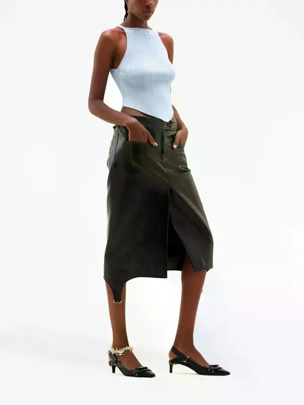 COURREGES Pointy Rib-knit Tank Top - Blue