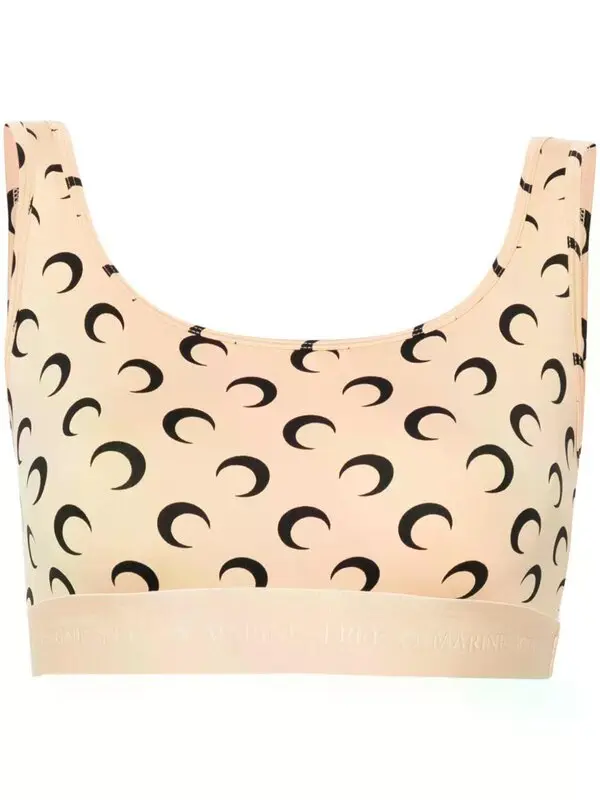 MARINE SERRE Crescent Moon-print Crop Top