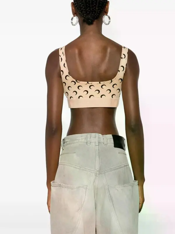 MARINE SERRE Crescent Moon-print Crop Top