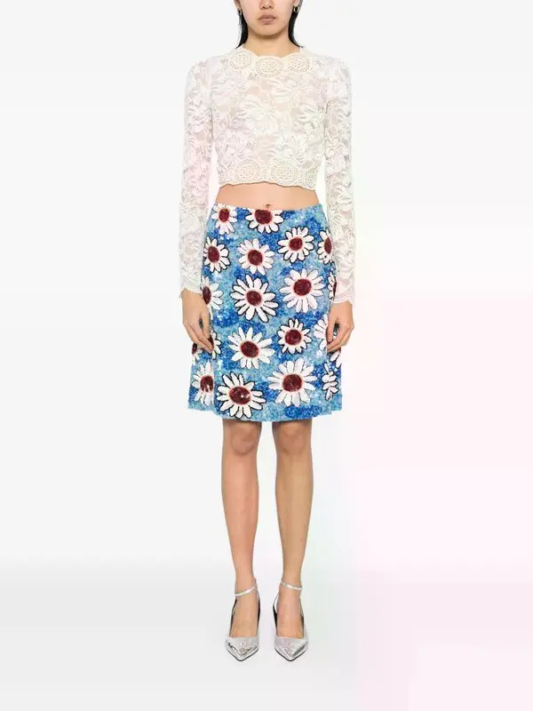 Ashish Sequin Floral Print Skirt