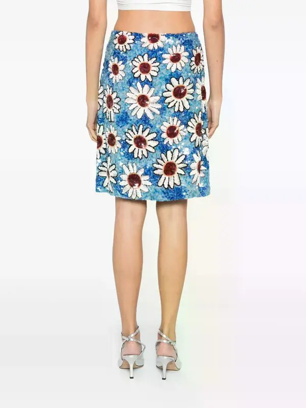 Ashish Sequin Floral Print Skirt