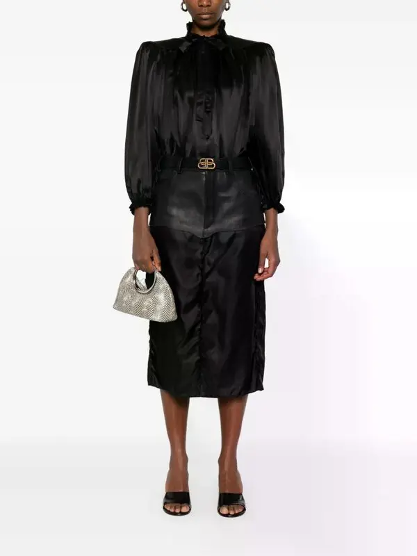Balenciaga Leather Panel Midi Skirt
