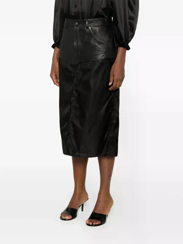 Balenciaga Leather Panel Midi Skirt