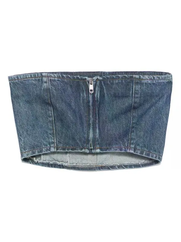 ROTATE BY BIRGER CHRISTENSEN Button-detail Denim Strapless Top