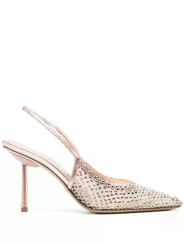 LE SILLA Gilda 100mm Embellished Calf Leather Slingback Pumps - Pink