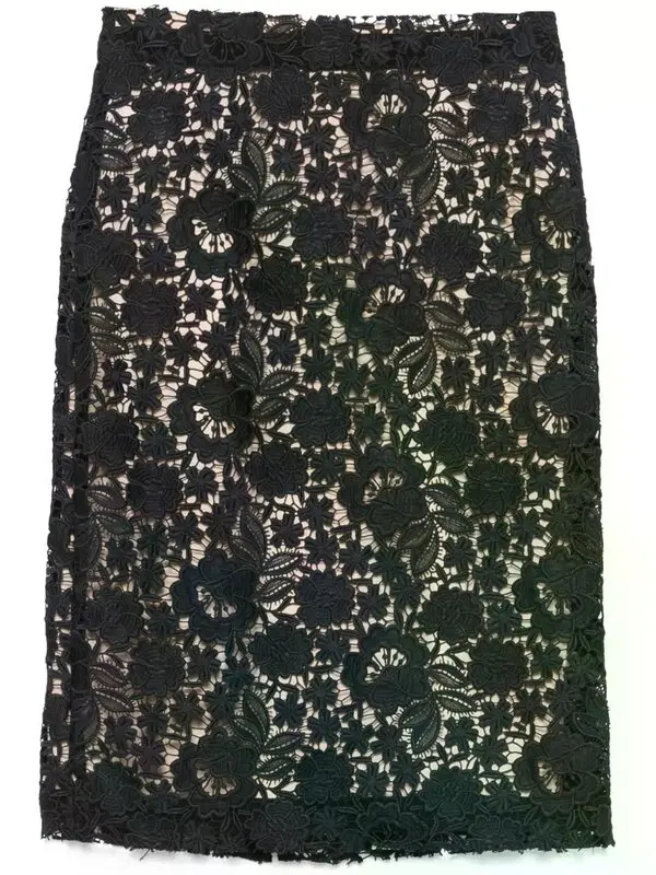 P.a.r.o.s.h Floral Lace Pencil Skirt - Blue
