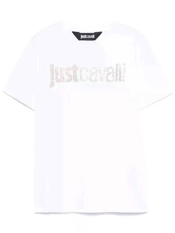 Just Cavalli Rhinestone Logo T-shirt - White