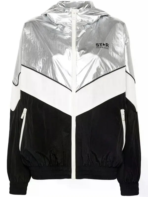 GOLDEN GOOSE Letizia Hooded Windbreaker Jacket - Silver