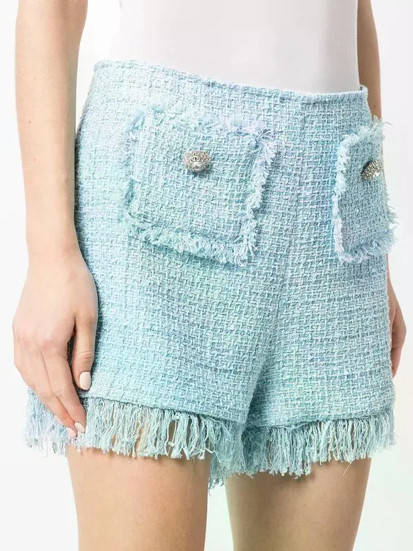 Blumarine Tweed Fringed Shorts