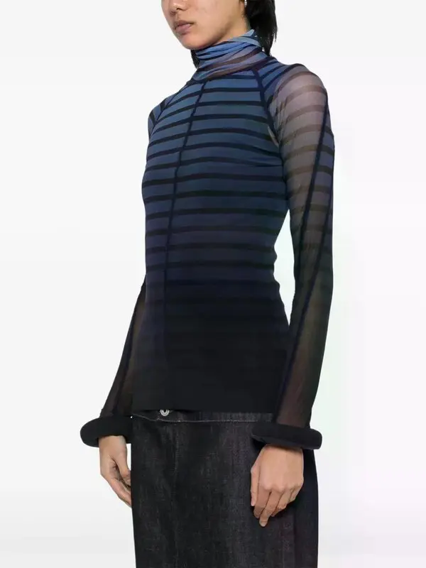 JEAN PAUL GAULTIER 3d Striped High Neck Top
