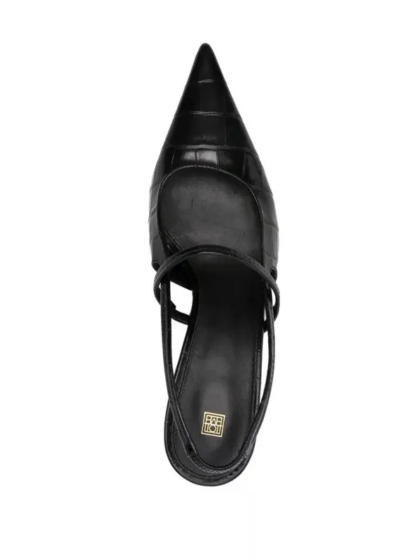 TOTEME Calf Leather Croc Effect Slingback Pumps