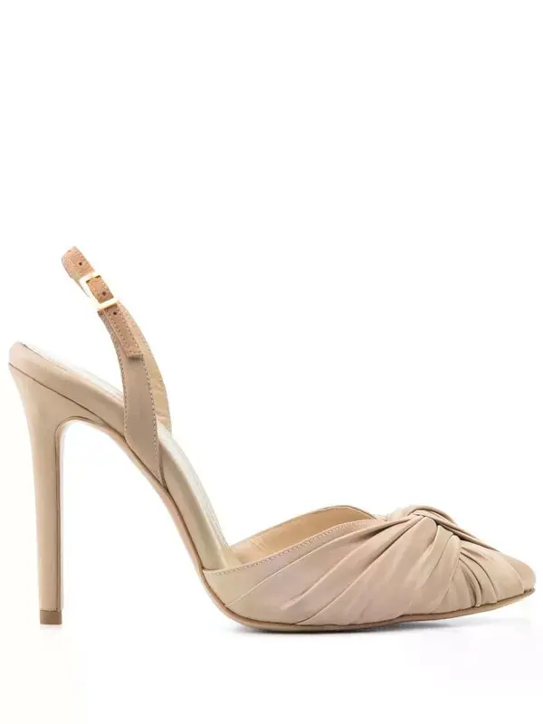 GINISSIMA 105mm Satined Slingback Pumps With Knot Detailing
