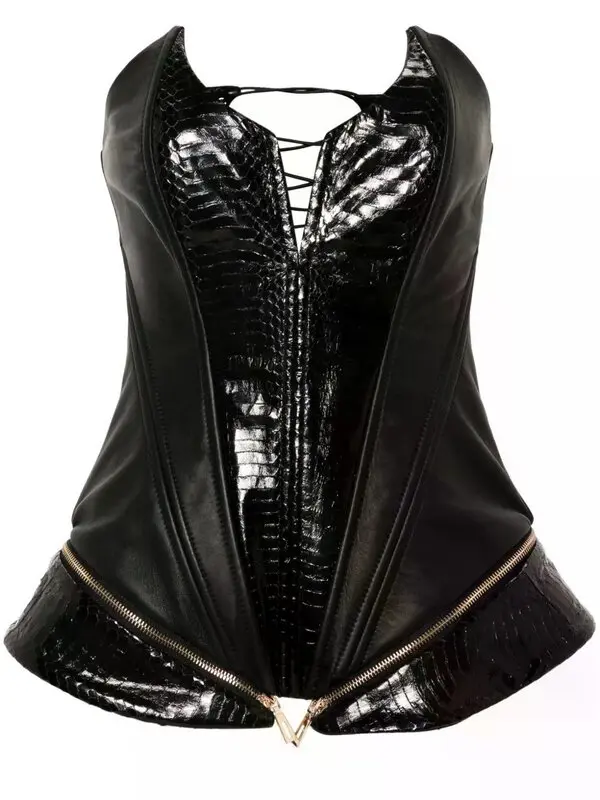 MITILIANE COUTURE Leather Corset Top - Black