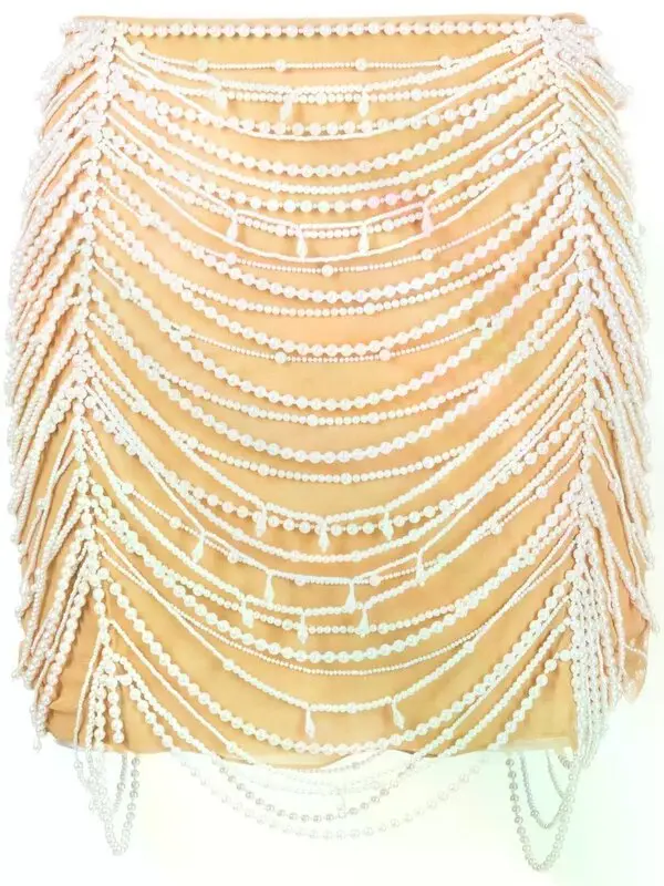 Blumarine Embellished Faux Pearl Skirt - Neutrals