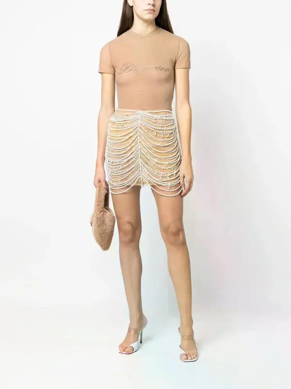 Blumarine Embellished Faux Pearl Skirt