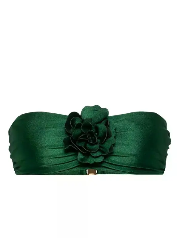 Zimmermann Waverly Floral-appliqué Bandeau Bikini Top - Green