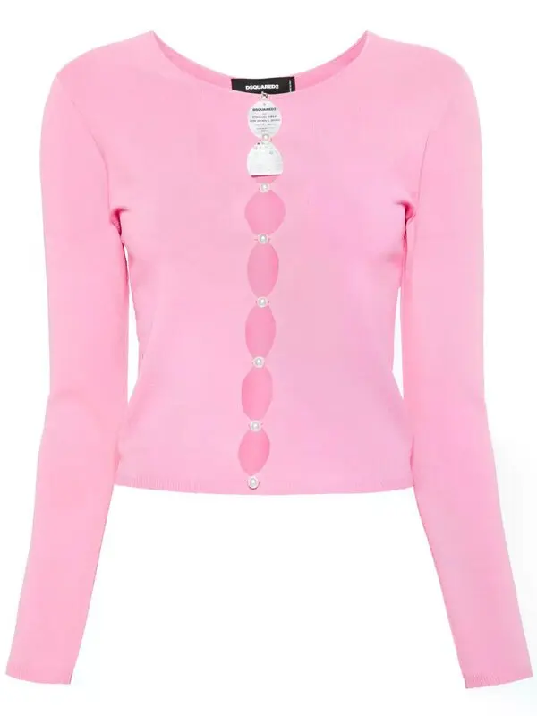 Dsquared2 Faux-pearl Cut-out Cardigan - Pink