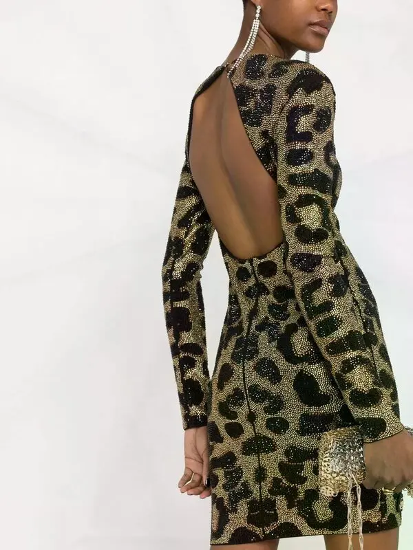 Philipp Plein Leopard Print Embellished Dress