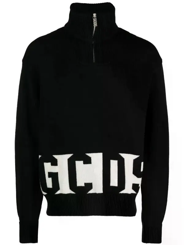 Gcds Intarsia-knit Half-zip Jumper