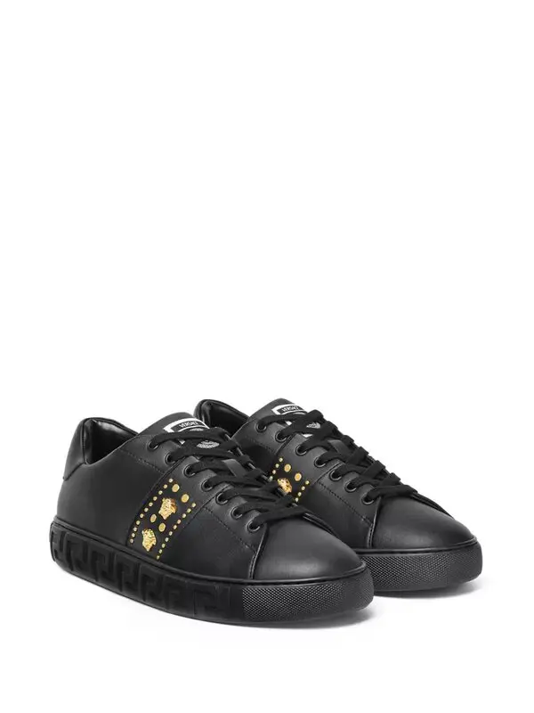 Versace Greca Embellished Nylon Low-top Sneakers - Black
