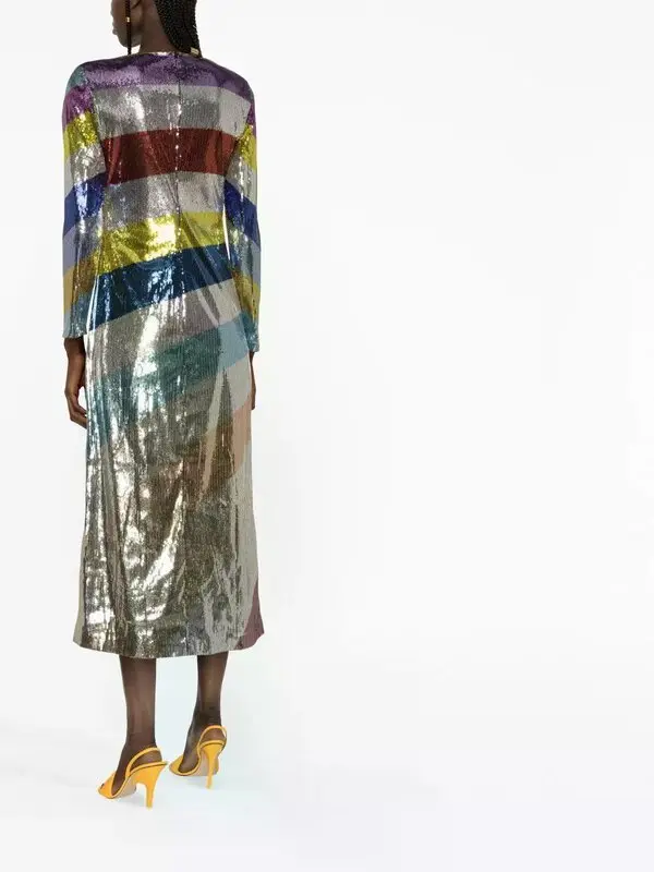La DoubleJ Supreme Swing Midi Dress With Diagonal Sequins