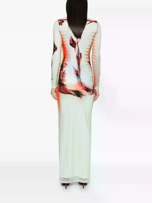 JEAN PAUL GAULTIER Double-layered Printed Maxi Dress - Green