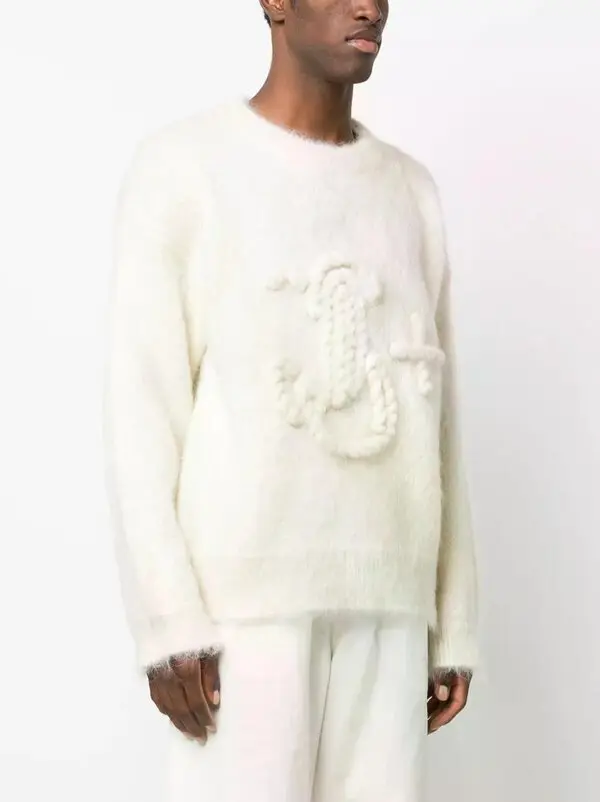 JIL SANDER Monogram-embroidered Mohair-blend Jumper