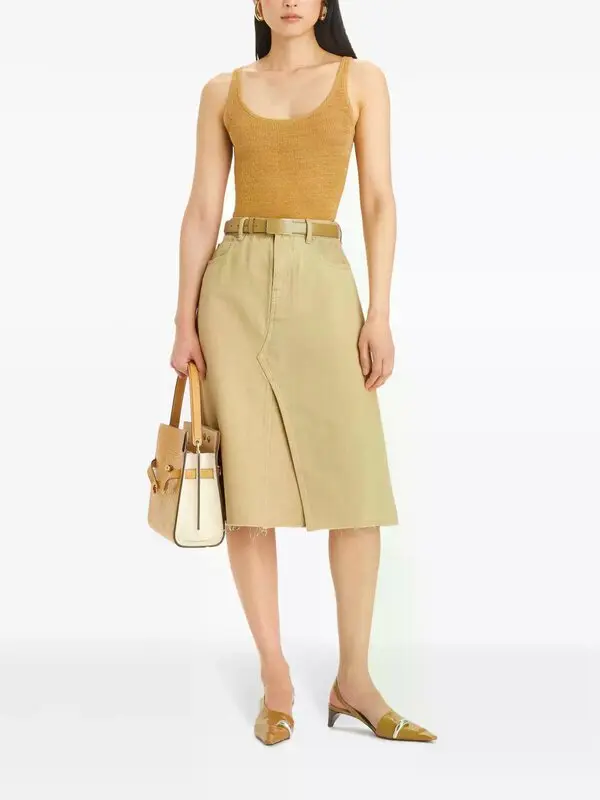 Tory Burch Deconstructed Denim Midi Skirt