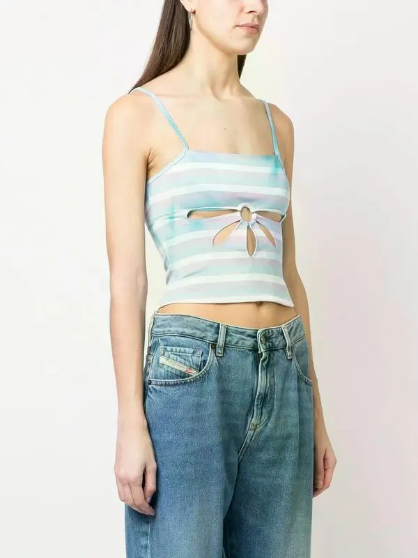 Collina Strada Striped Cut-out Tank Top