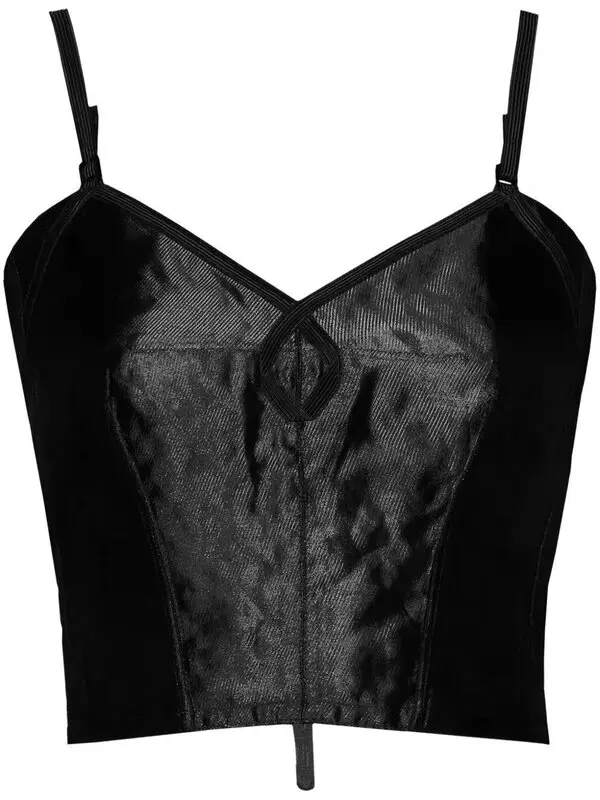 MAISON MARGIELA Satin Cropped Vest Top - Black