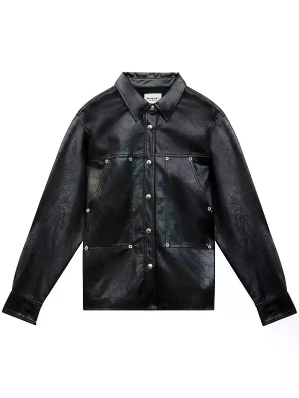 MARANT ETOILE Abelia Faux Leather Shirt - Black