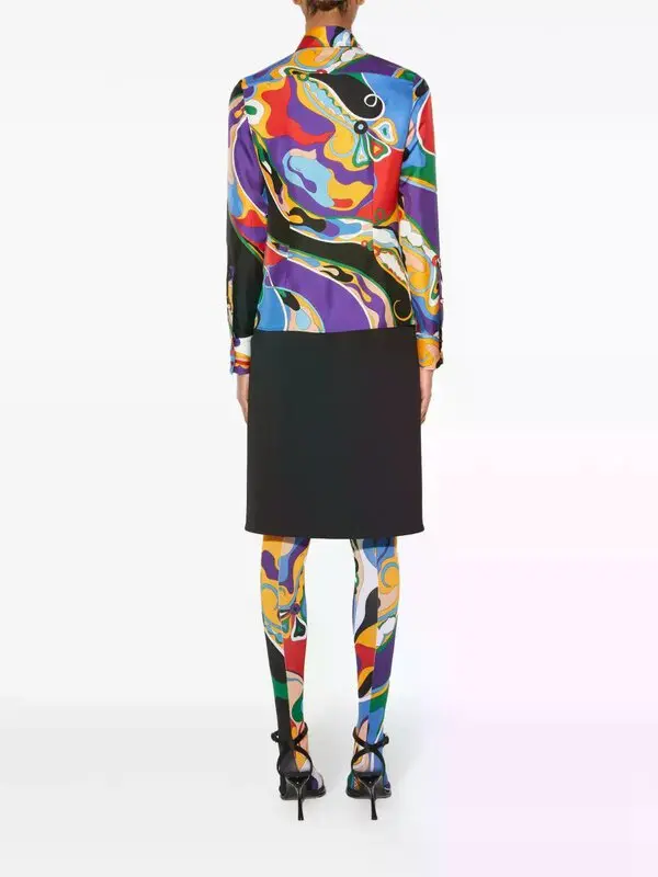 Emilio Pucci Silk Twill Graphic Print Shirt