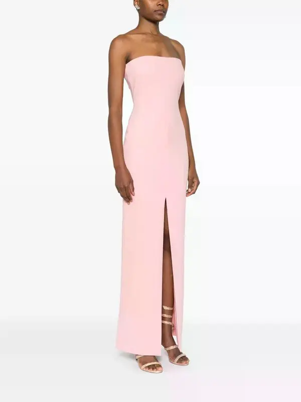 Solace London Strapless Gown With Front Slit - Pink