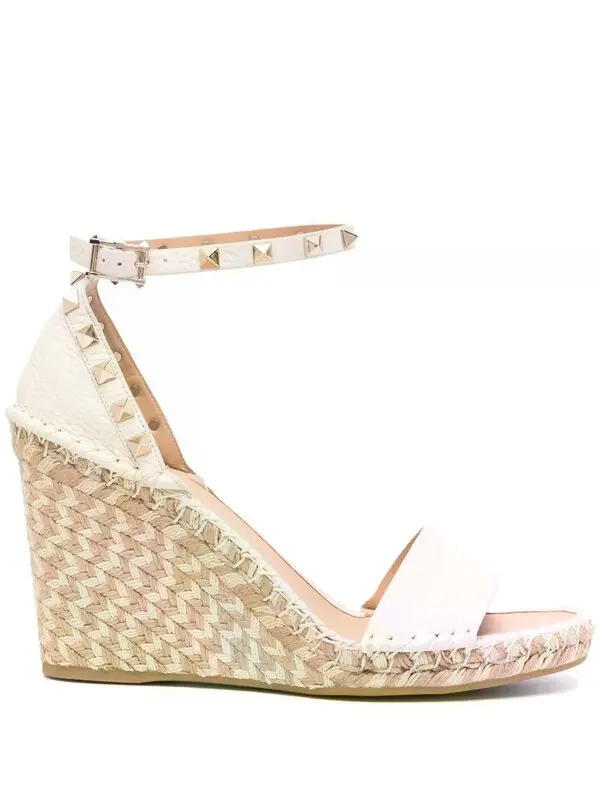 Valentino Garavani Rockstud 105mm Wedge Espadrilles - Neutrals
