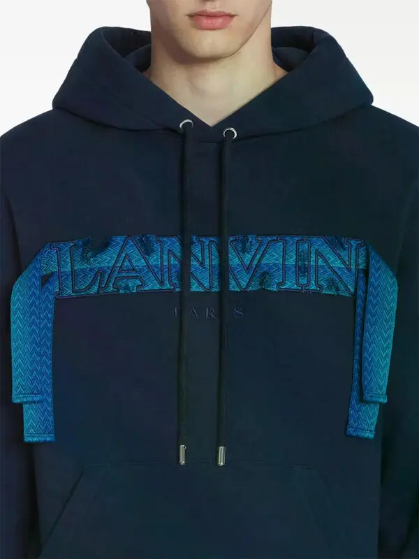 LANVIN Curb-lace Hoodie - Blue