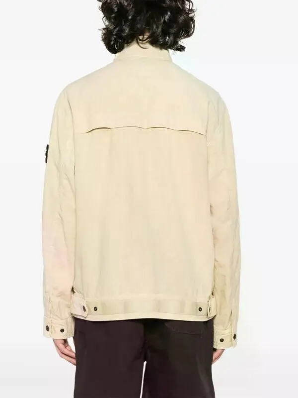 Stone Island Linen Blend Jacket With Detachable Compass Badge