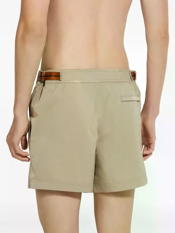 Zegna 232 Road Brand Mark Swim Shorts - Neutrals