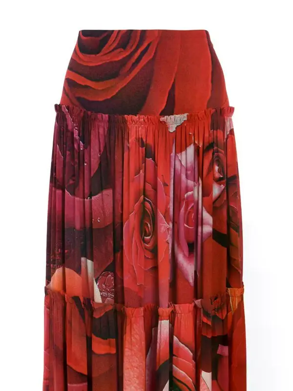 Roberto Cavalli Rose-print Maxi Skirt