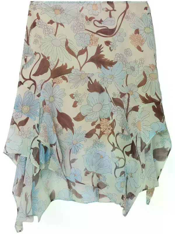 Stella McCartney Lady Garden-print Silk Chiffon Asymmetric Skirt