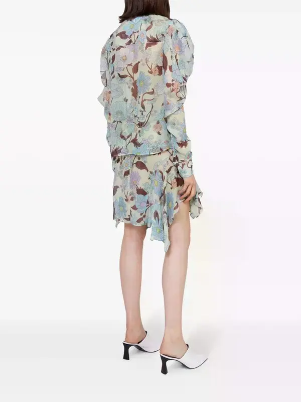 Stella McCartney Lady Garden-print Silk Chiffon Asymmetric Skirt
