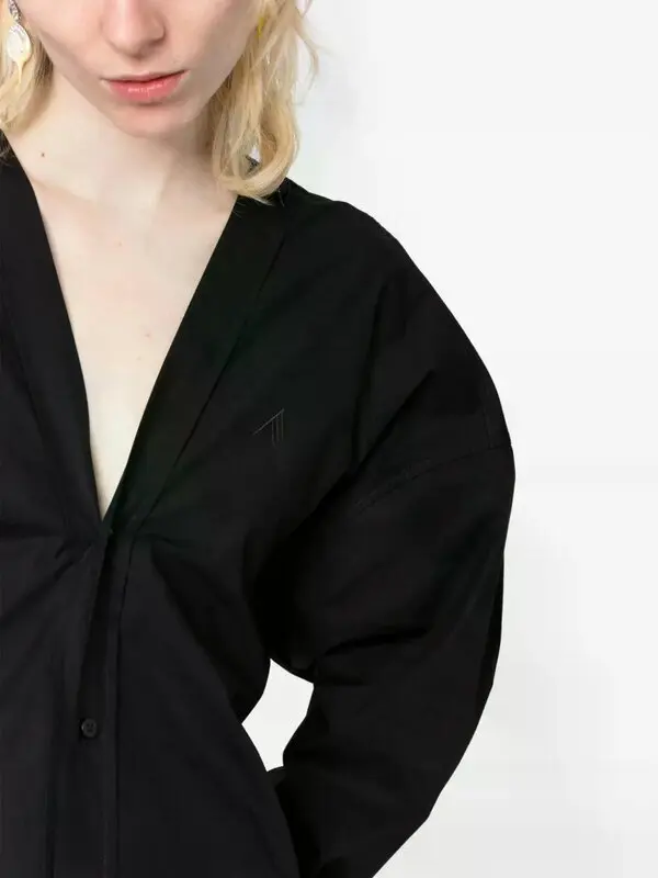 Attico Ruched V-neck Dress