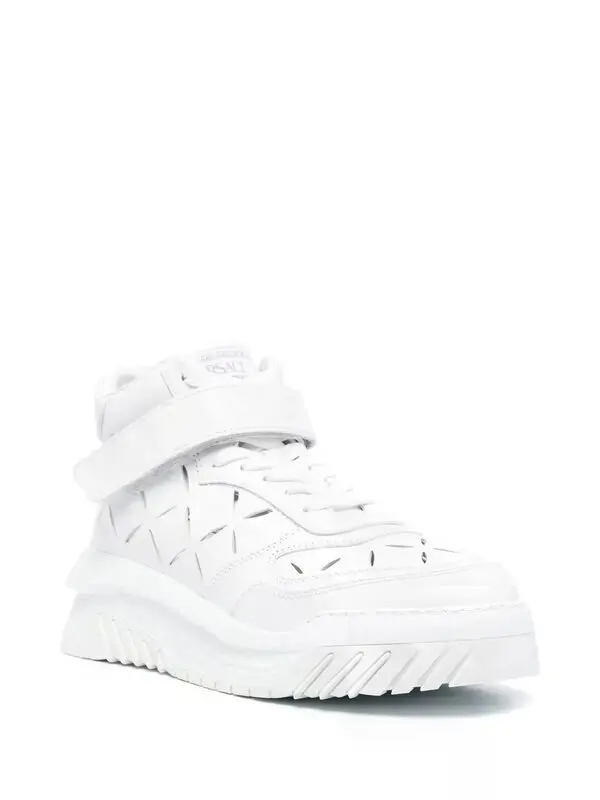 Versace High-top Leather Sneakers With Perforated Design