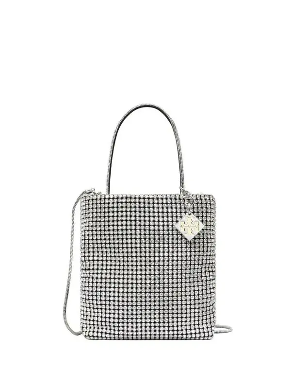 Tory Burch Mini Night Owl Crystal-embellished Tote Bag - Silver