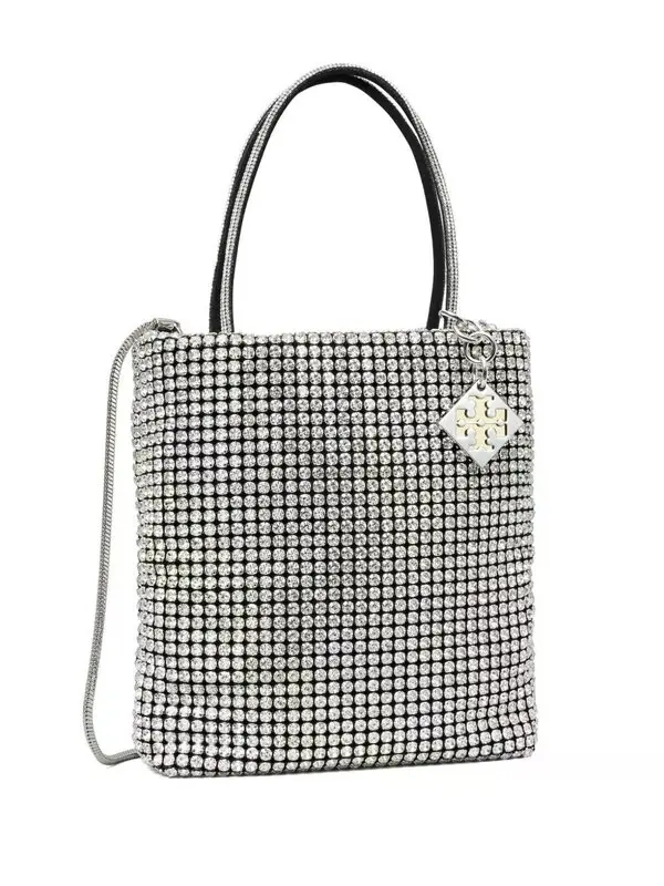 Tory Burch Mini Night Owl Crystal-embellished Tote Bag - Silver