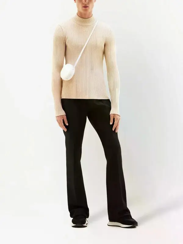 COURREGES Ribbed Knit Mock Neck Jumper - Neutrals