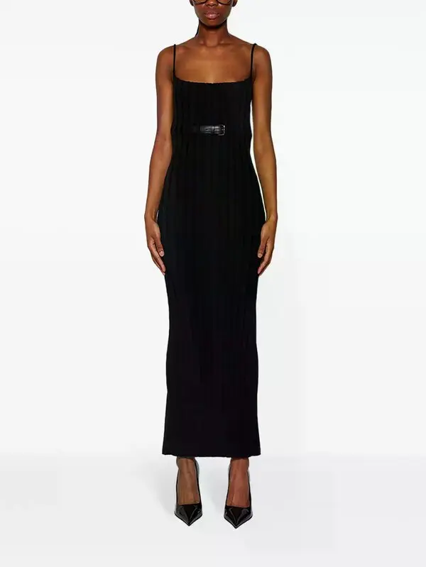 Alexander Wang Belted Ribbed-knit Maxi Dress
