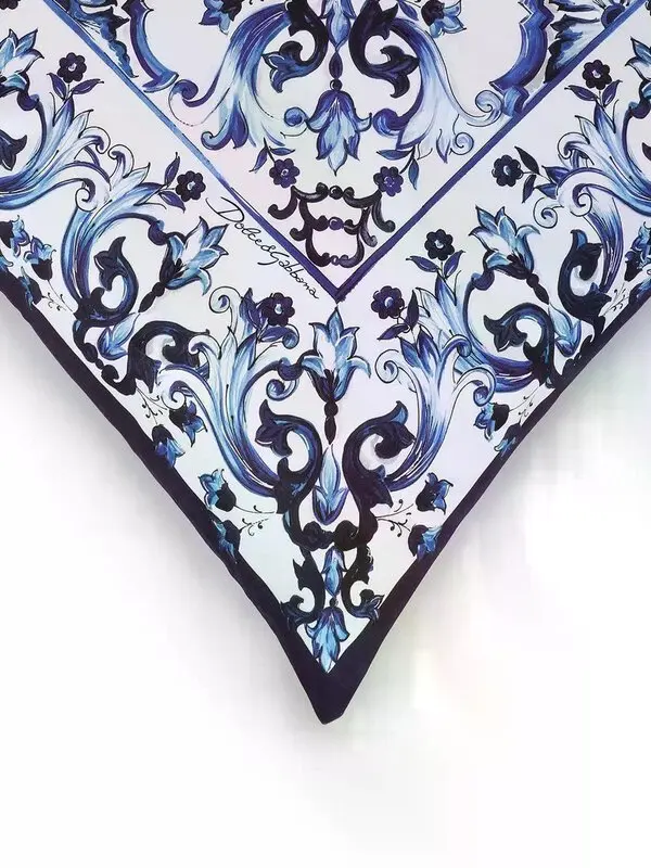 Dolce & Gabbana Medium Blu Mediterraneo-print Duchesse Cotton Cushion - Blue